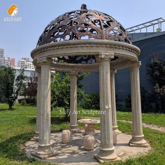 Garden Decoration Chinese Style Round Pavilion Natural Stone Green ...